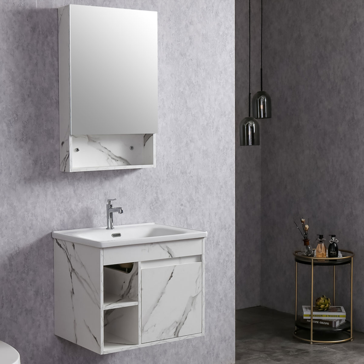 ชุดอ่างล้างหน้าพร้อมตู้เก็บของ 60 ซม. - CharnPaiboon