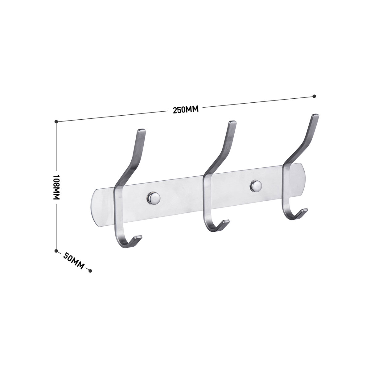 ขอแขวนเสื้อ 3 หัว สแตนเลส 304 ผิวด้าน - CharnPaiboon