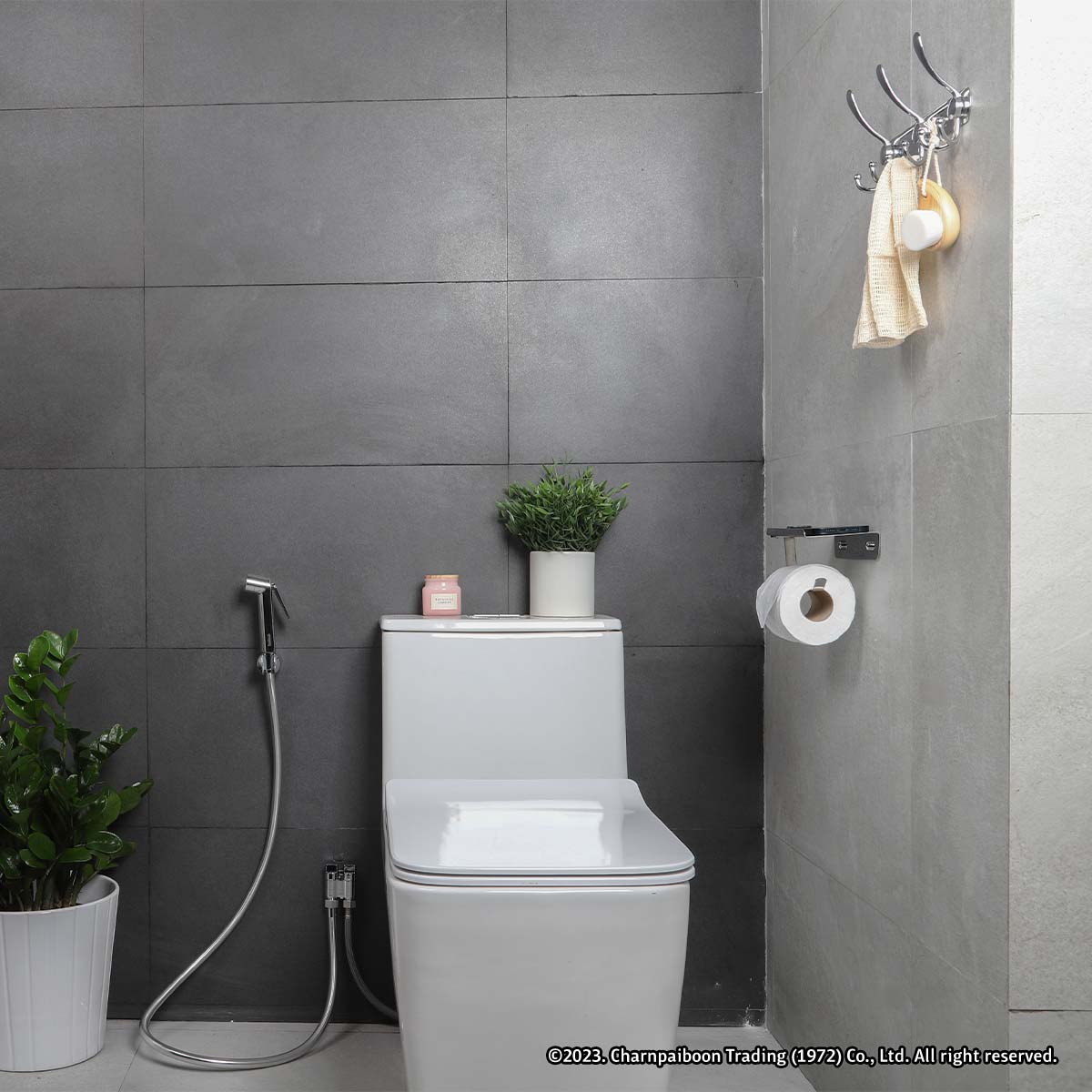 ชุดสายฉีดชำระครบชุดพร้อมสายและขอแขวน SUPER - CharnPaiboon