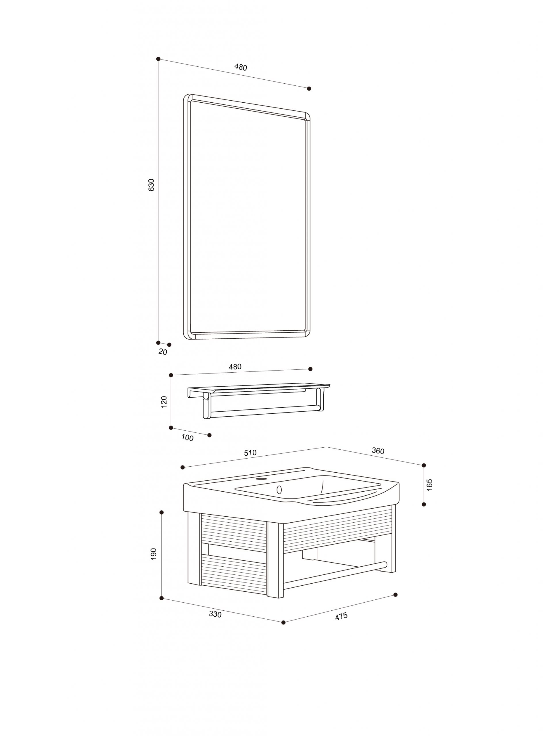 ชุดอ่างล้างหน้าพร้อมกระจกและหิ้งวางของ - CharnPaiboon