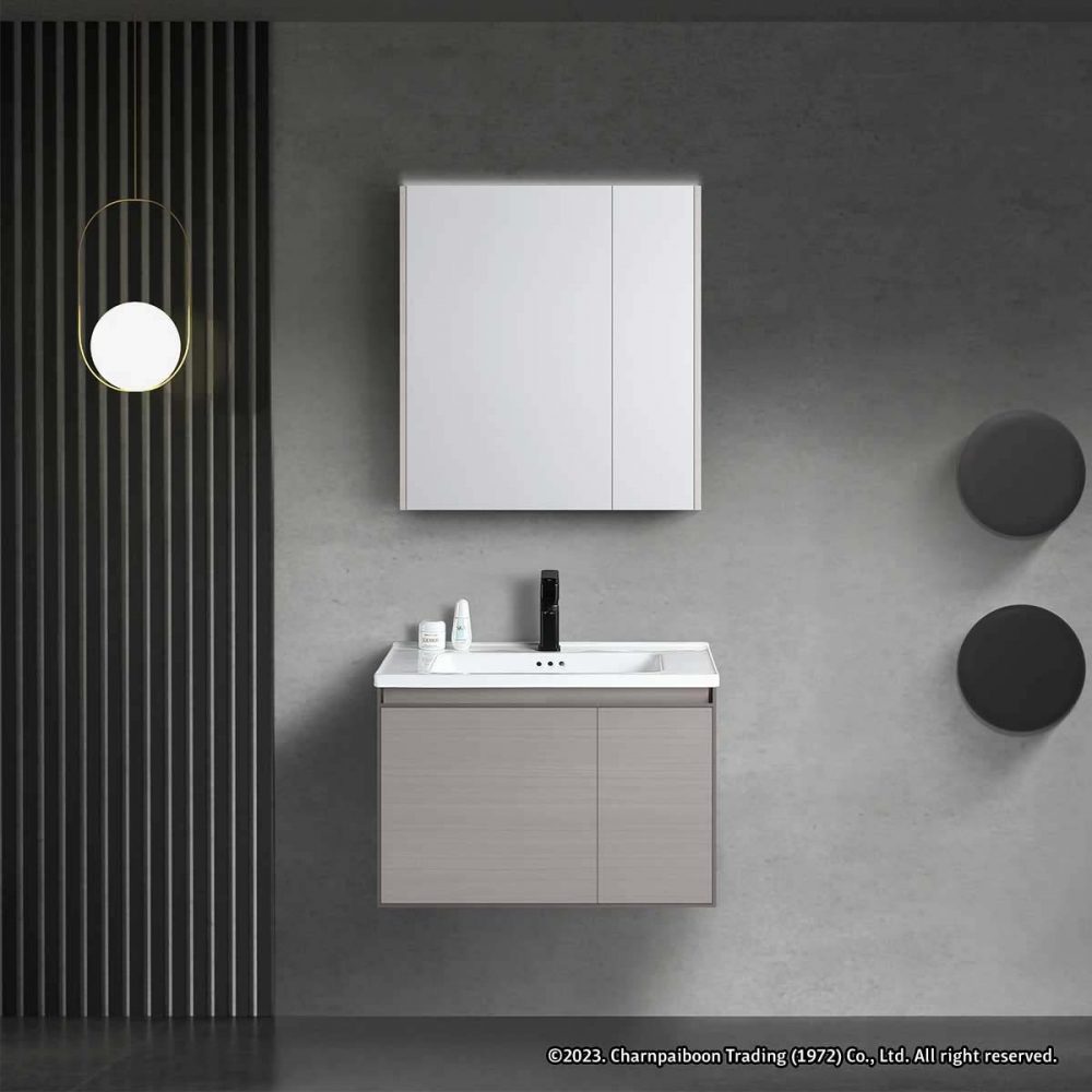 ชุดอ่างล้างหน้าเซรามิคพร้อมตู้เก็บของ ขนาด 60 ซม. - CharnPaiboon
