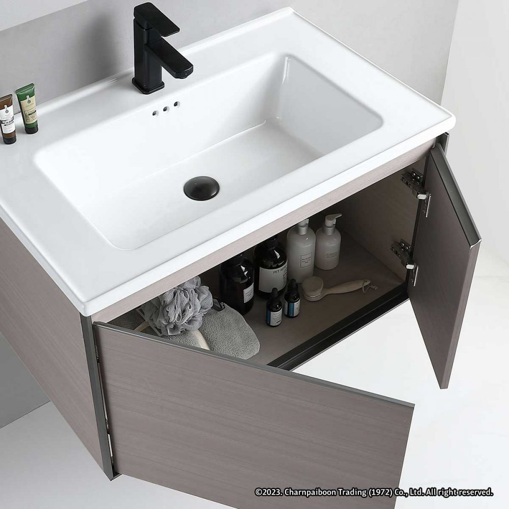 ชุดอ่างล้างหน้าเซรามิคพร้อมตู้เก็บของ ขนาด 80 ซม. - CharnPaiboon