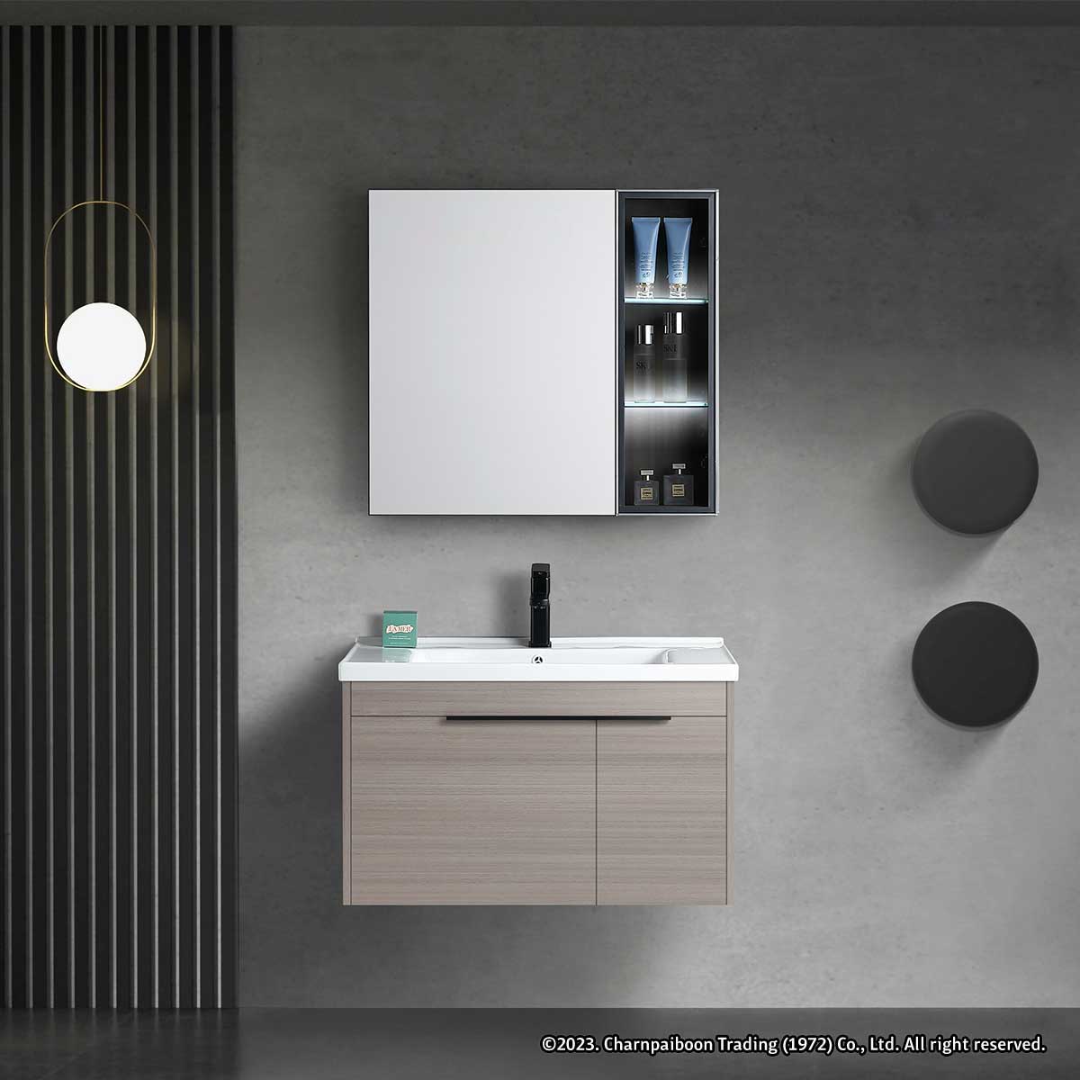 ตู้กระจกเก็บของ ขนาด 80 ซม. - CharnPaiboon