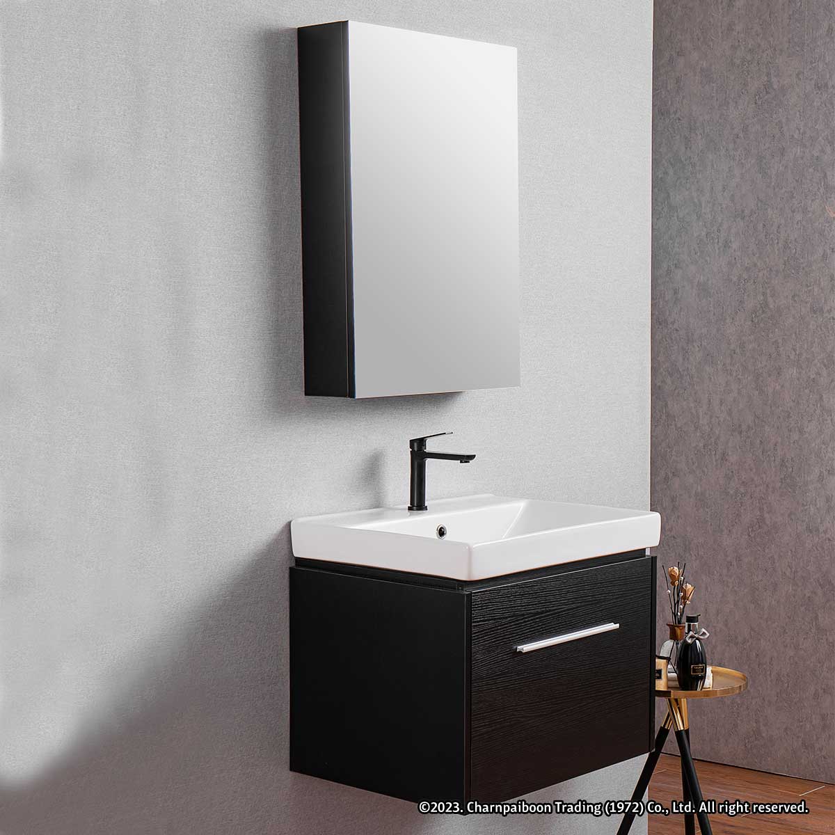 ชุดอ่างล้างหน้าพร้อมตู้สีดำ ขนาด 60 ซม. - CharnPaiboon