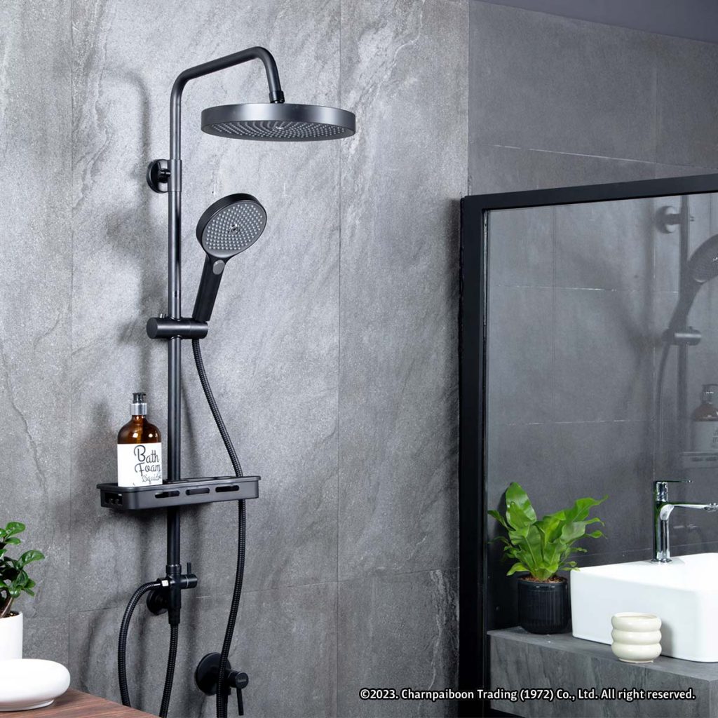 ชุดเรนชาวเวอร์น้ำอุ่น/น้ำเย็น MATT BLACK - CharnPaiboon
