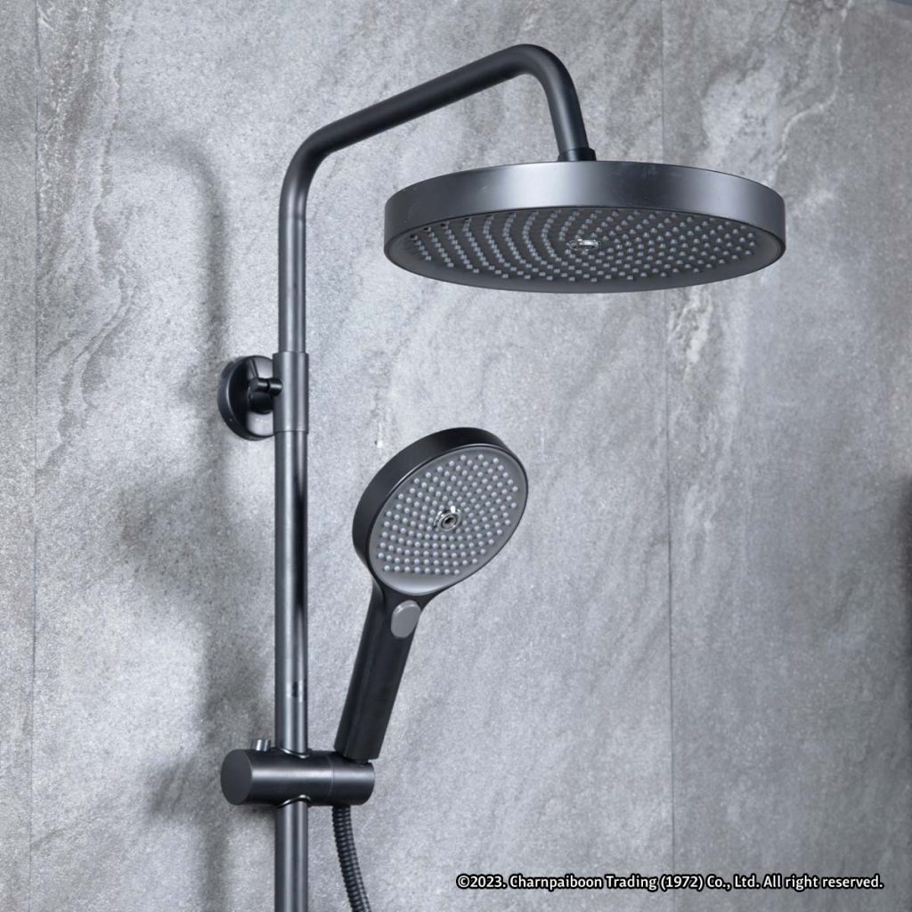 ชุดเรนชาวเวอร์น้ำอุ่น/น้ำเย็น MATT BLACK - CharnPaiboon