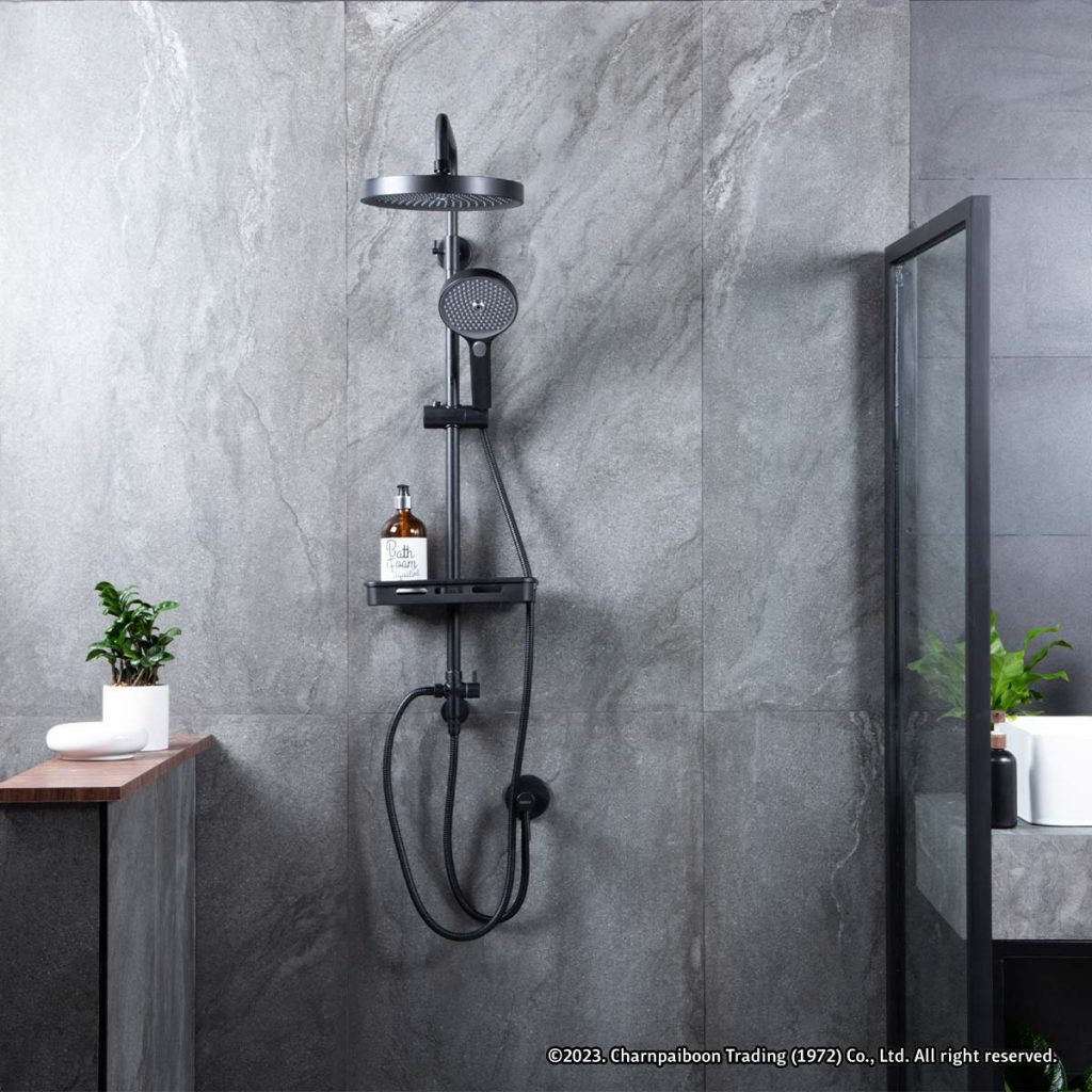 ชุดเรนชาวเวอร์น้ำอุ่น/น้ำเย็น MATT BLACK - CharnPaiboon