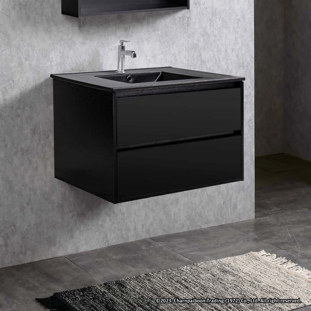 ชุดอ่างล้างหน้าพร้อมตู้เก็บของ 80 ซม. ALL BLACK - CharnPaiboon