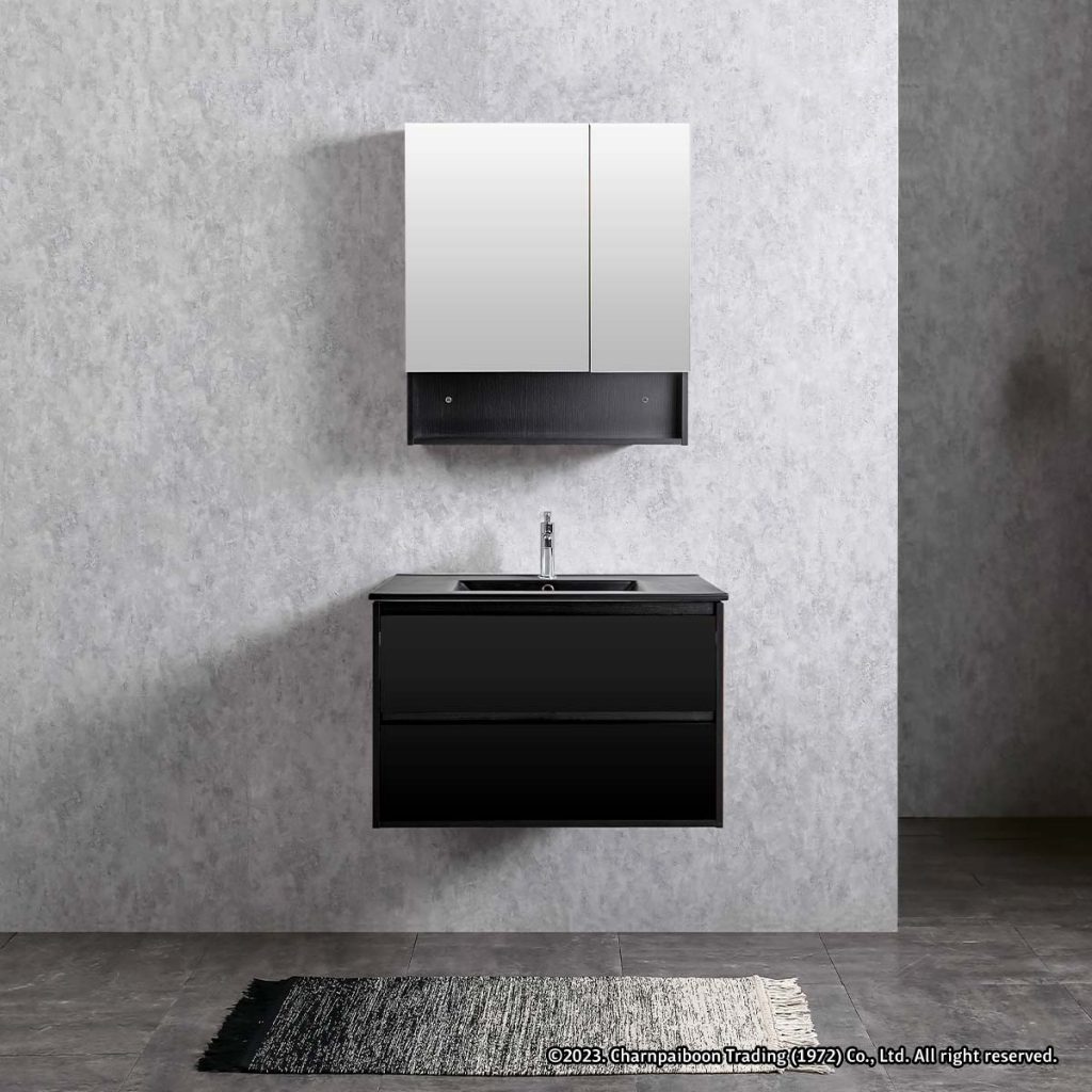ชุดอ่างล้างหน้าพร้อมตู้เก็บของ 80 ซม. ALL BLACK - CharnPaiboon