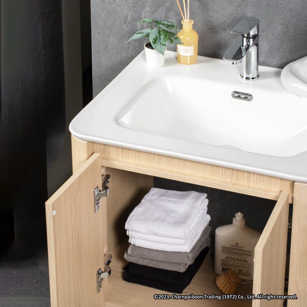 ชุดอ่างล้างหน้าเซรามิคพร้อมตู้เก็บของ ขนาด 60 ซม. - CharnPaiboon